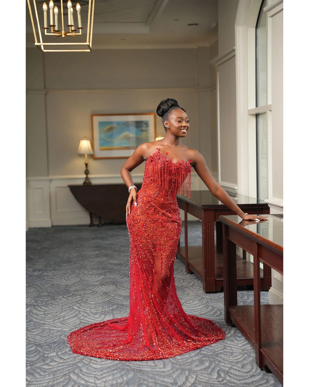 Ravelle Red Stone Gown - Moor Clothing Store